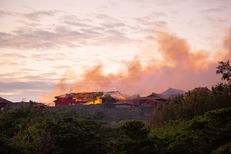Flames Shurijo Castle Naha Okinawa Fire Editorial Stock Photo - Stock ...