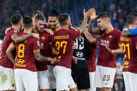 Roma Players Celebrate After Final Whistle Editorial Stock Photo ...