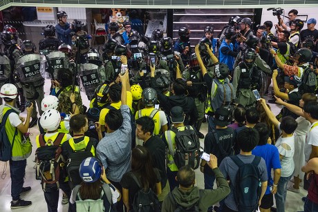 Police Officers Surrounded By Members Press Editorial Stock Photo ...