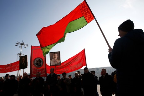 Members Belarusian Communist Party Hold Flags Editorial Stock Photo ...
