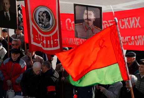 Members Belarusian Communist Party Hold Flags Editorial Stock Photo ...