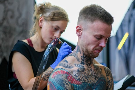 Man Gets Tattoo During 2019 International Editorial Stock Photo - Stock ...