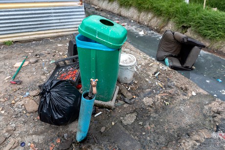 Communal Municipal Tap Next Garbage Bin Editorial Stock Photo - Stock ...