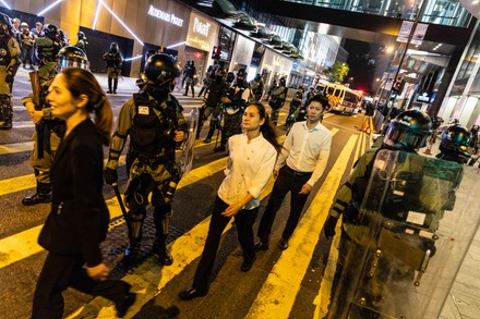 Office Workers Walk Through Riot Police Editorial Stock Photo - Stock ...