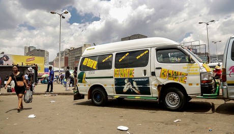 Commuters Walk Past Minibus Taxi Harare Editorial Stock Photo - Stock ...