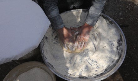 Palestinians Prepare Mosakhan Traditional Dish During Editorial Stock ...