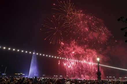 Fireworks Explode Sky Next Famous Water Editorial Stock Photo - Stock ...