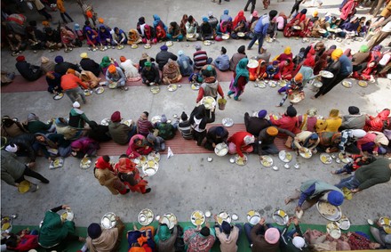 Indian Sikh Devotees Eat Langer Holy Editorial Stock Photo - Stock ...