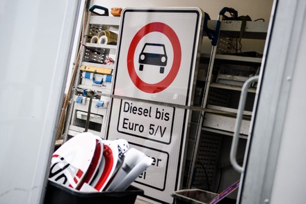 Road Signs Indicating Circulation Ban Diesel Editorial Stock Photo ...