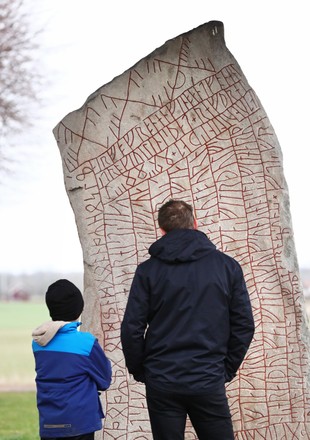 Father Son Look Vikingera Rok Runestone Editorial Stock Photo - Stock ...