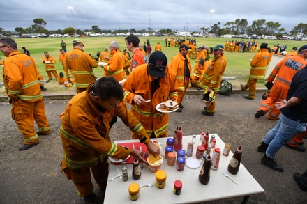Firefighters Rest Kingscote Oval After Fighting Editorial Stock Photo ...