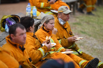 Firefighters Rest Kingscote Oval After Fighting Editorial Stock Photo ...