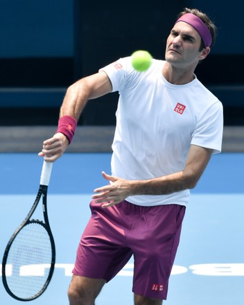 Roger Federer Practises On Rod Laver Editorial Stock Photo - Stock ...