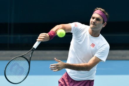 Roger Federer Practises On Rod Laver Editorial Stock Photo - Stock ...