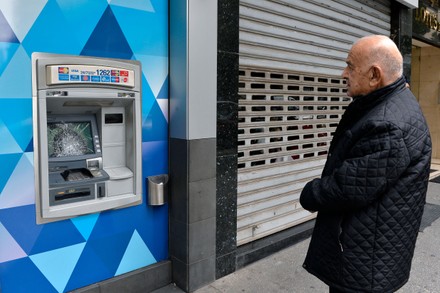 Man Looks Damaged Atm Machine Bank Editorial Stock Photo - Stock Image ...