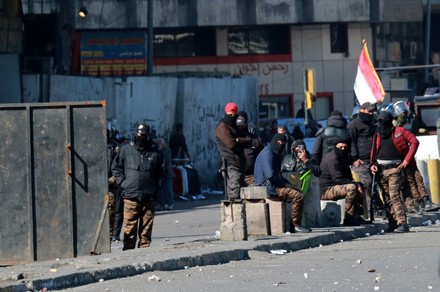 Iraqi Antriot Police Forces Close Road Editorial Stock Photo - Stock ...