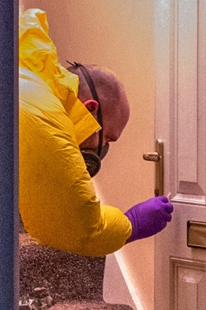 Forensic Investigator Wearing Protective Suit Breathing Editorial Stock ...
