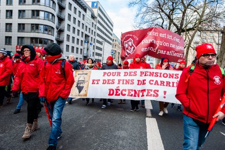 People Dressed Red March While Holding Editorial Stock Photo - Stock ...