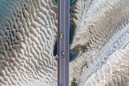 Natural Sandbars Meet Manmade Roads Where Editorial Stock Photo - Stock ...