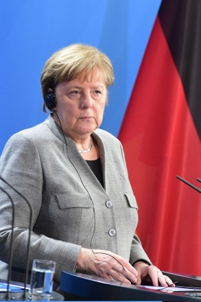German Chancellor Angela Merkel During Joint Editorial Stock Photo ...