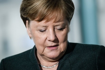 German Chancellor Angela Merkel Enters Her Editorial Stock Photo ...
