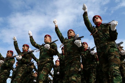Kurdish Peshmerga Fighters March During Graduation Editorial Stock ...