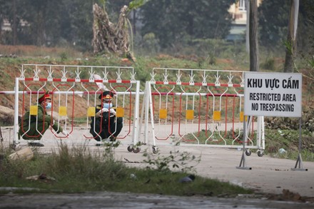 Vietnamese Police Sit Behind Barriers Checkpoint Editorial Stock Photo ...