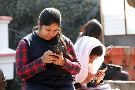 Indian Students Try Connect Their Mobile Editorial Stock Photo - Stock ...