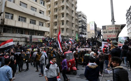 Iraqi Protesters Carry Iraqi National Flag Editorial Stock Photo ...