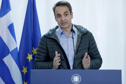 GREEK PRIME MINISTER KYRIAKOS MITSOTAKIS SPEAKS Editorial Stock Photo ...