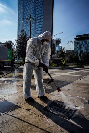 Operation Sanitizing City Streets Squares Disinfectant Editorial Stock ...