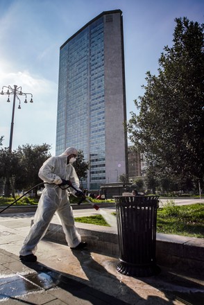 Operation Sanitizing City Streets Squares Disinfectant Editorial Stock ...