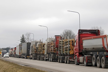 Trucks Waiting Border Control Valgavalka Border Editorial Stock Photo ...