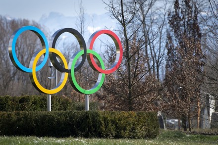 Olympic Rings Pictured Front Olympic House Editorial Stock Photo ...