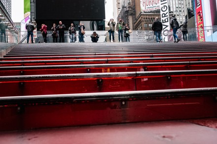 Red Stairs Times Square Can Be Editorial Stock Photo - Stock Image ...