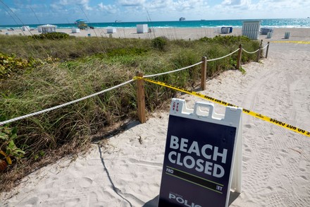 Closed Beach Entrance Seen South Beach Editorial Stock Photo - Stock ...