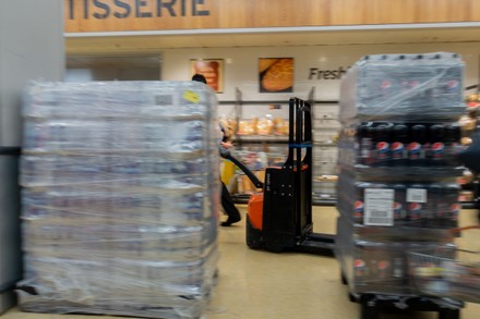 Palletted Unpacked Food On Shop Floor Editorial Stock Photo - Stock ...