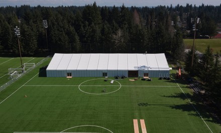Field Hospital Under Construction On Soccer Editorial Stock Photo ...
