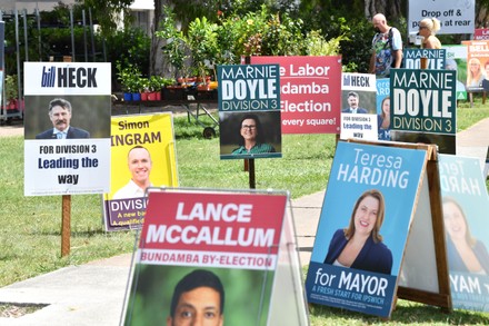 Signs Candidates Sit Near Prepolling Booth Editorial Stock Photo ...