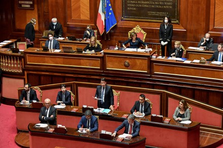 Italian Prime Minister Giuseppe Conte reports to Senate, Rome, Italy ...