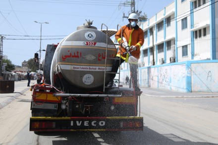 Civil Defense Worker Sterilizes Streets Precaution Editorial Stock ...