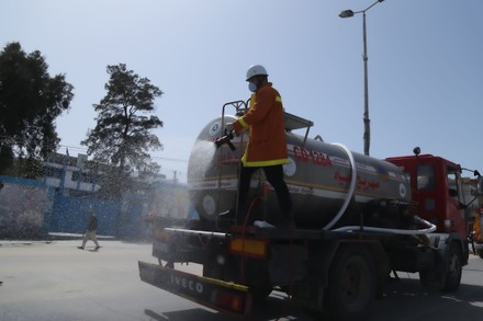 Civil Defense Worker Sterilizes Streets Precaution Editorial Stock ...