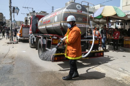 Civil Defense Worker Sterilizes Streets Precaution Editorial Stock ...