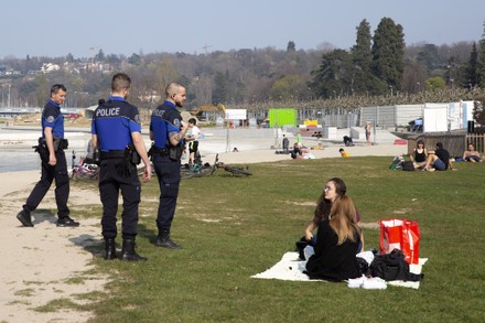 Swiss Police Officers Patrol Along Geneva Editorial Stock Photo - Stock ...