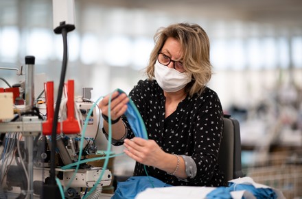 Employee Sews Breathing Masks Mey Company Editorial Stock Photo - Stock ...