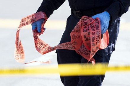 Firefighter Sets Tape Reading Caution Do Editorial Stock Photo - Stock ...