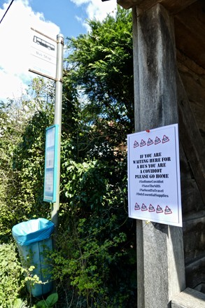 Sign Put On Rural Bus Stop Editorial Stock Photo - Stock Image ...