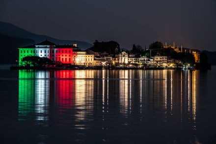 Isola Bella Illuminated Italian Flag On Editorial Stock Photo - Stock ...