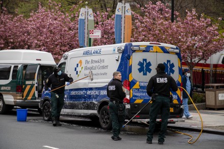Ems Workers Clean Disinfect Their Ambulance Editorial Stock Photo ...