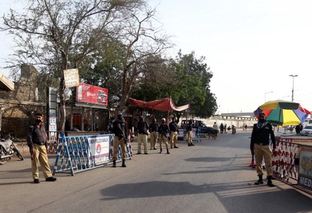 Pakistani Security Officials Stand Guard Check Editorial Stock Photo ...